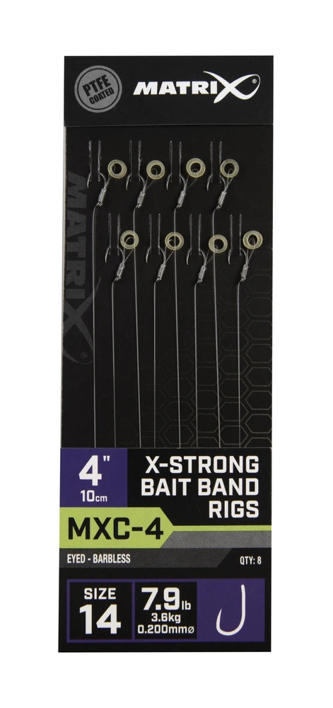 Matrix MXC-4 X-Strong Bait Band Rigs Barbless #14//0.20mm/10cm/8szt ...